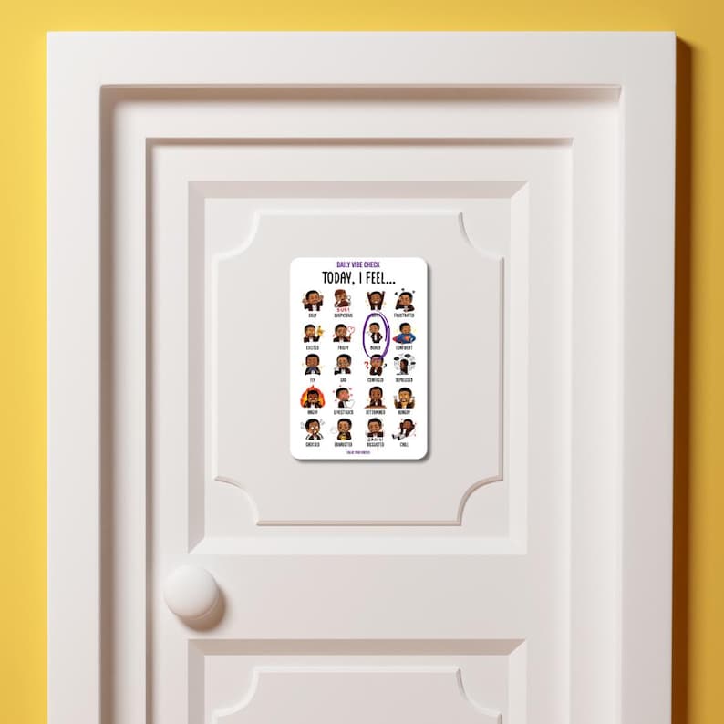 Daily Vibe Check Dry Erase Door Sign - Black Feelings, Emotions & Moods ...