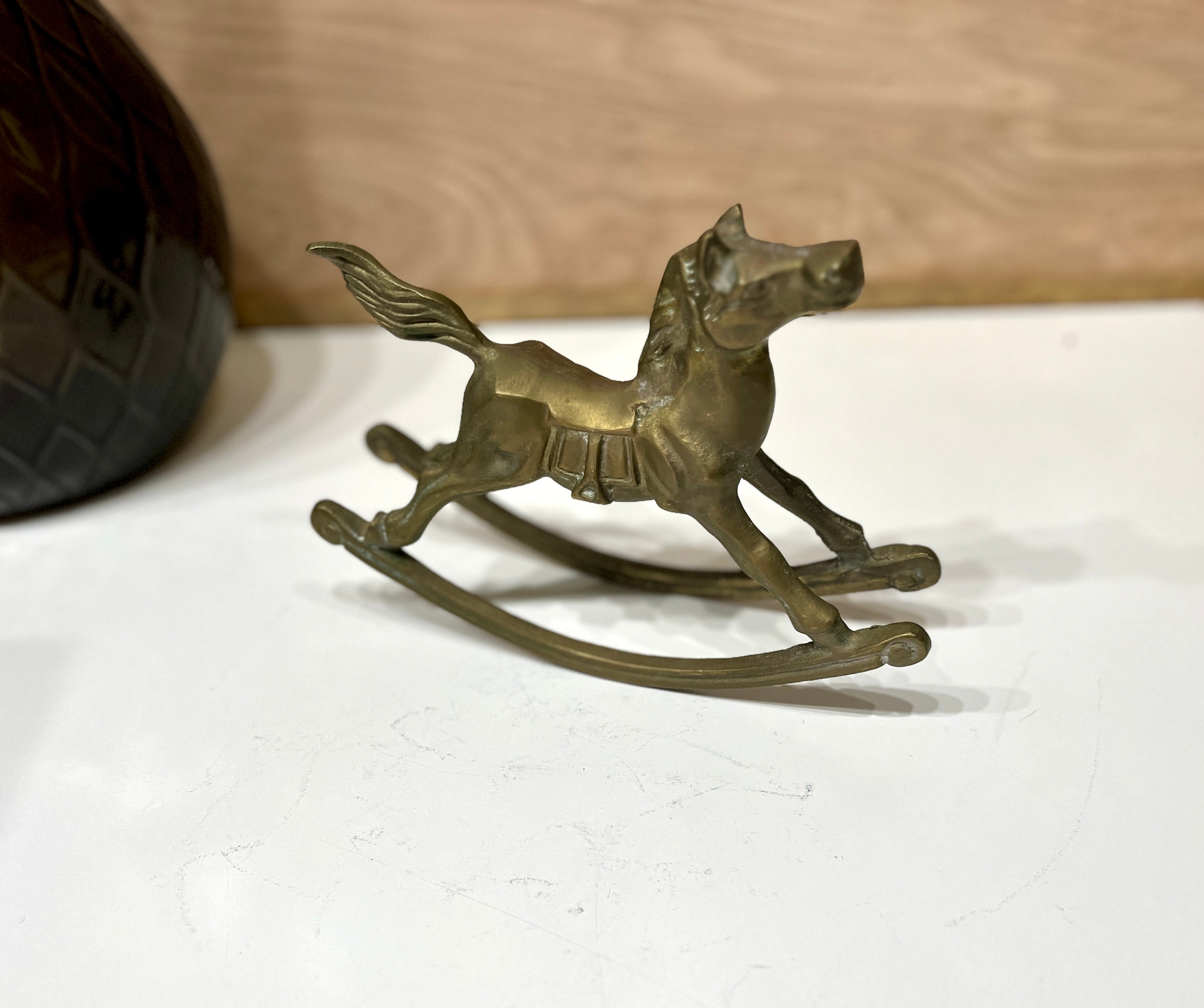 Vintage Brass Rocking Horse Figurine / Vintage Western Decor - Etsy