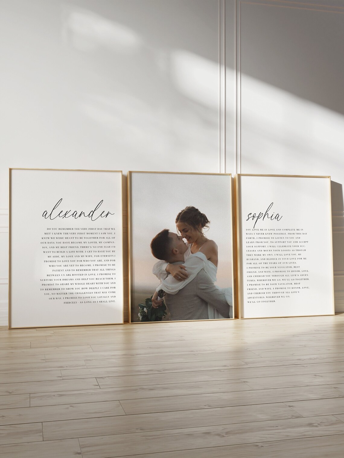 Personalised Vow Print With Glitter Photograph, Unique Anniversary Gift ...