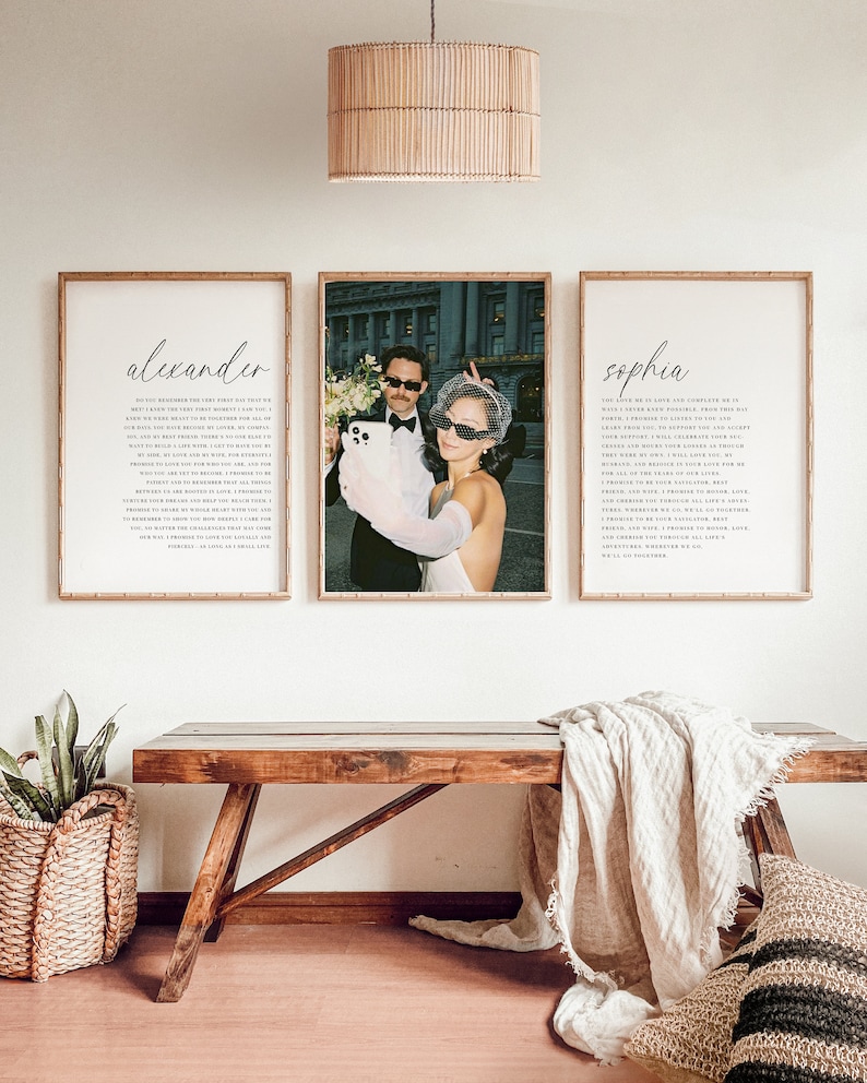 Personalised Vow Print With Glitter Photograph, Unique Anniversary Gift ...