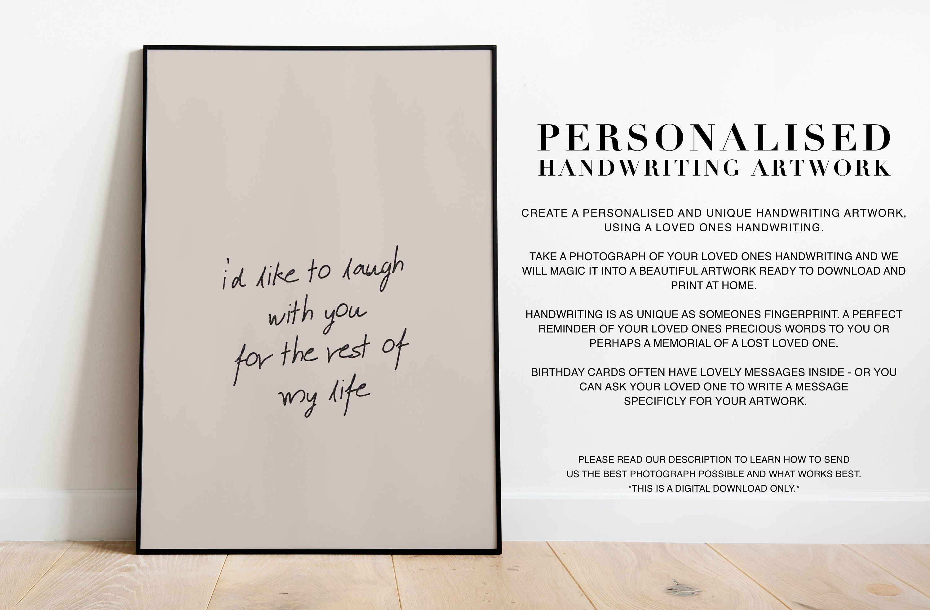 Handwriting From Photo, Digital Download, Handwritten Gifts, Actual ...