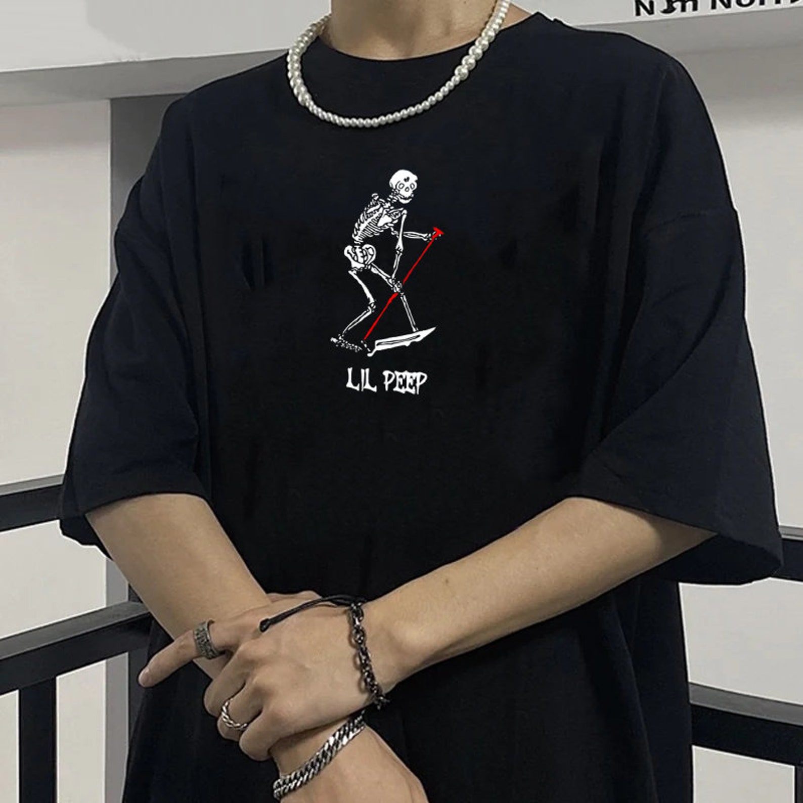 Lil Peep Shirt "skeleton"/ Punk T-shirt, Ghotic Shirt, Aesthetic ...