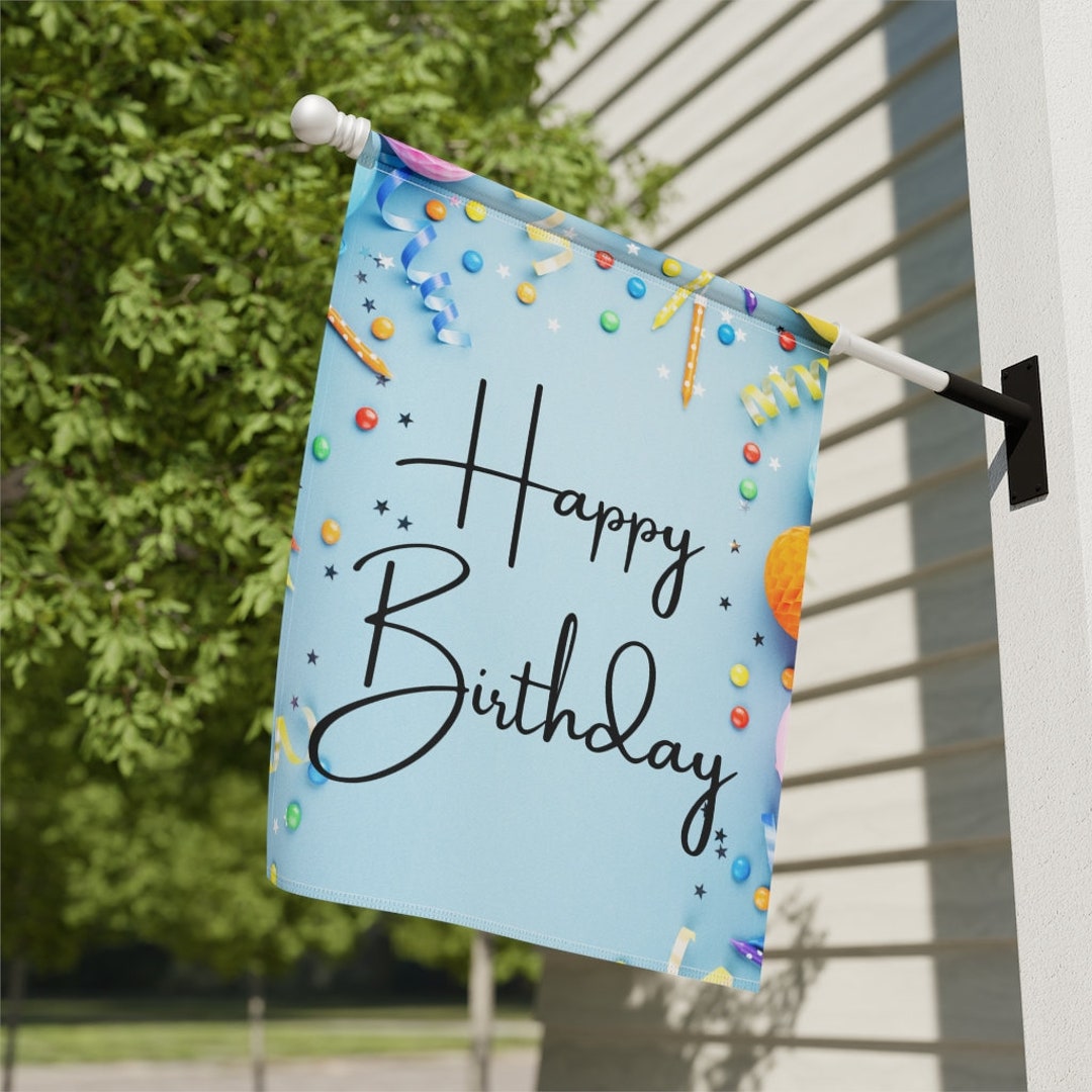 Happy Birthday Garden Flag Birthday Cake Flag Party Flag - Etsy