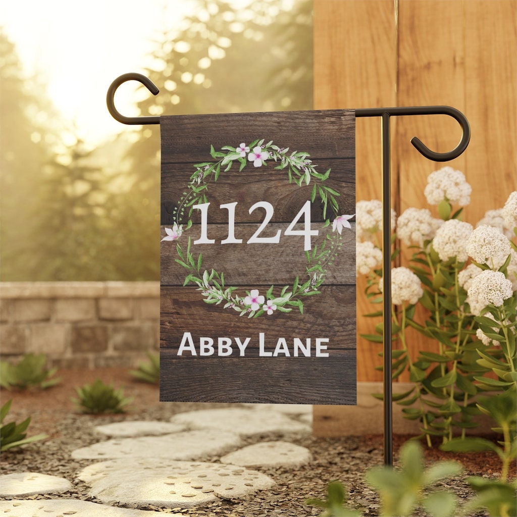 Personalized Address Garden Flag, Spring Garden Flag, Summer Garden ...