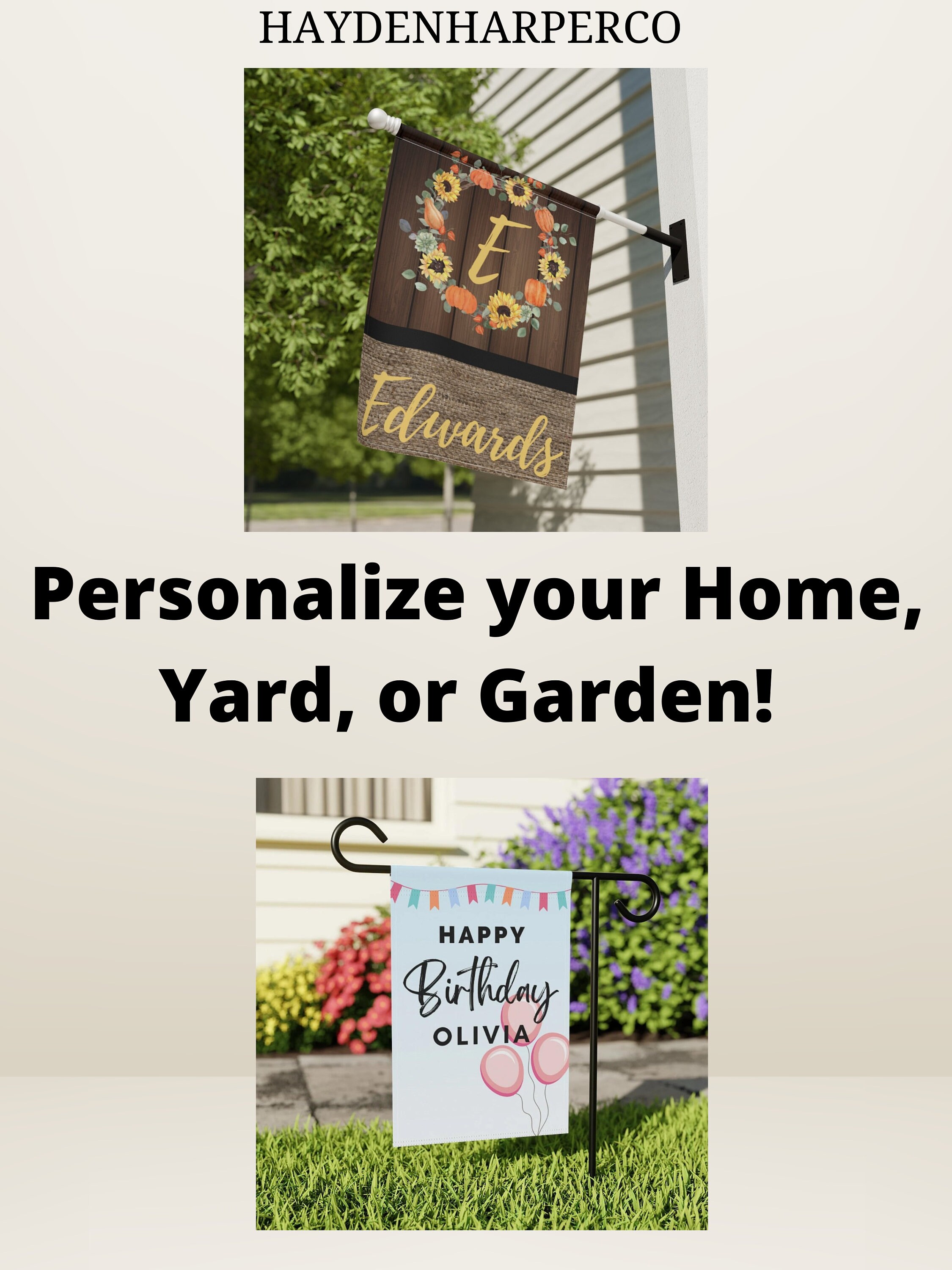 Personalized Address Garden Flag, Spring Garden Flag, Summer Garden ...
