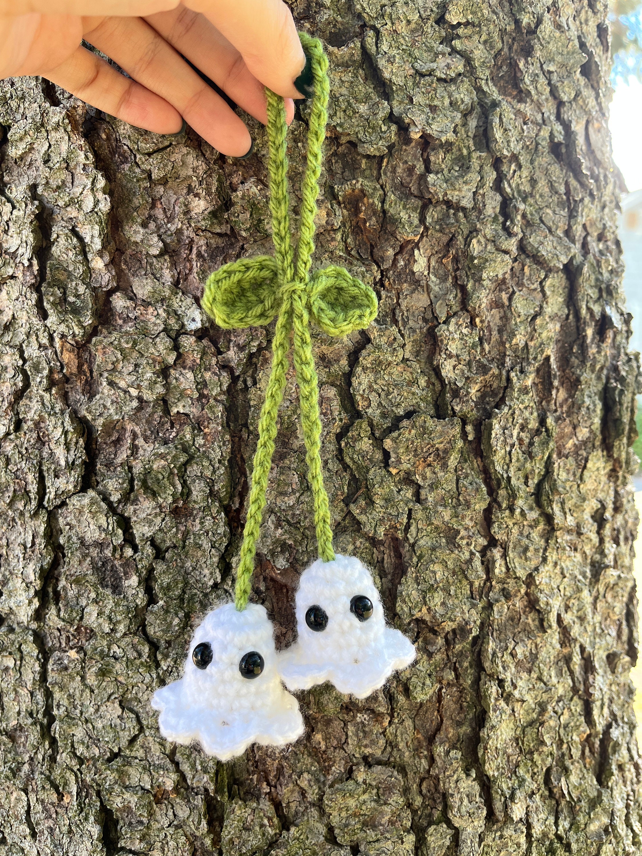 Handmade Crochet Ghost Lily of the Valley Car Accessory, Amigurumi, Car ...