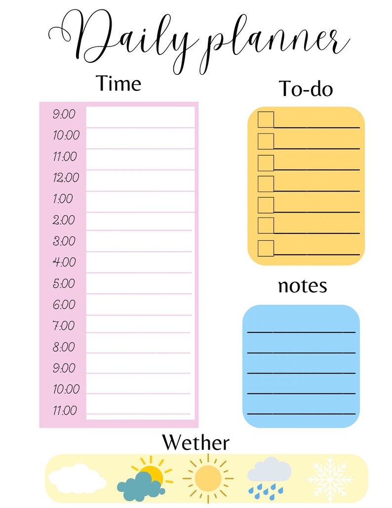 Pastel Daily Planner - Etsy