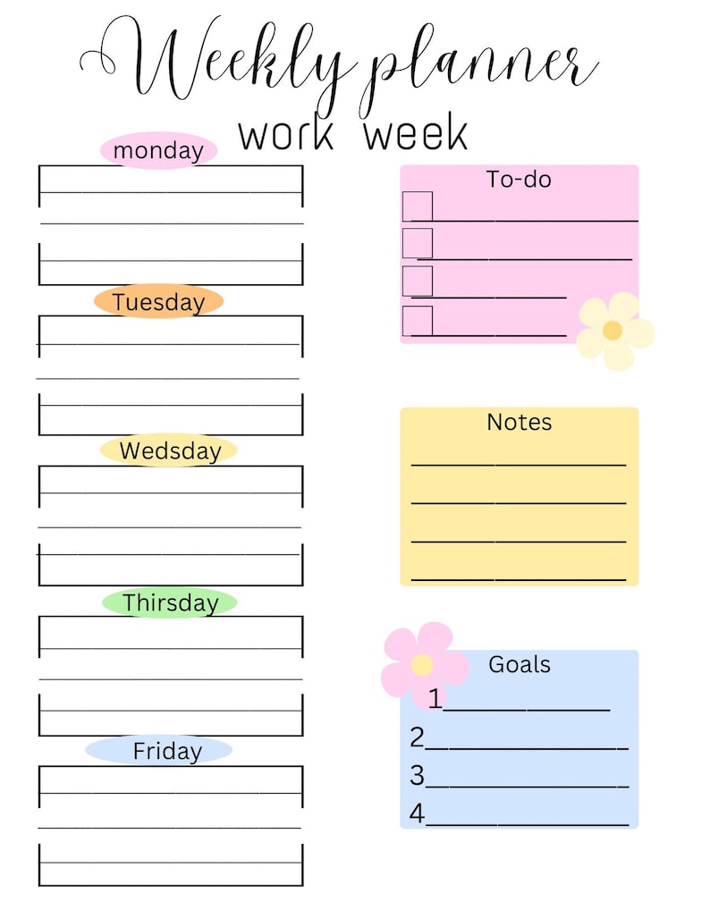 Pastel Weekly Planner - Etsy