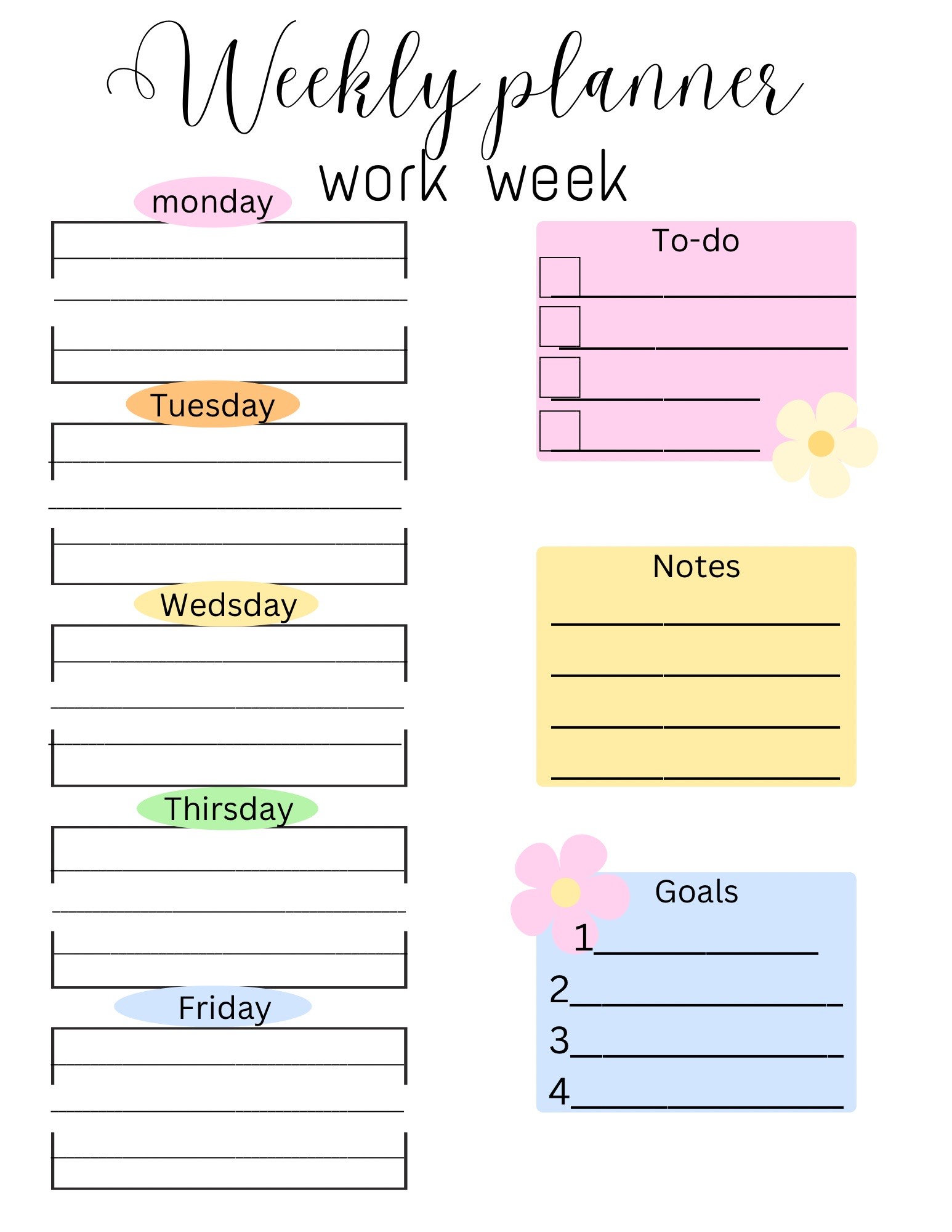 Pastel Weekly Planner - Etsy