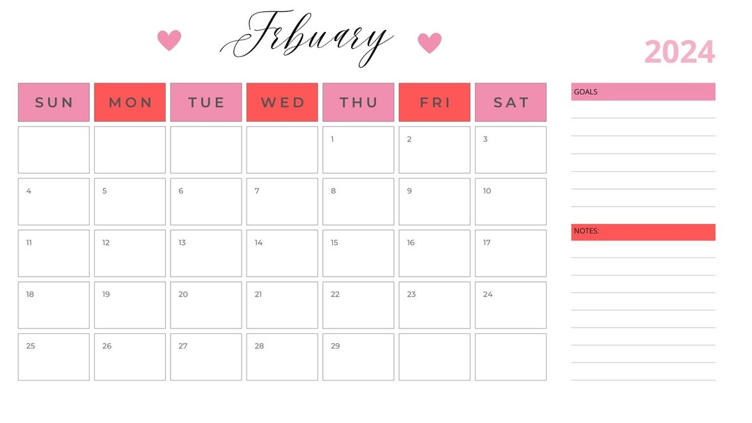 Printable February Style Calendar - Etsy