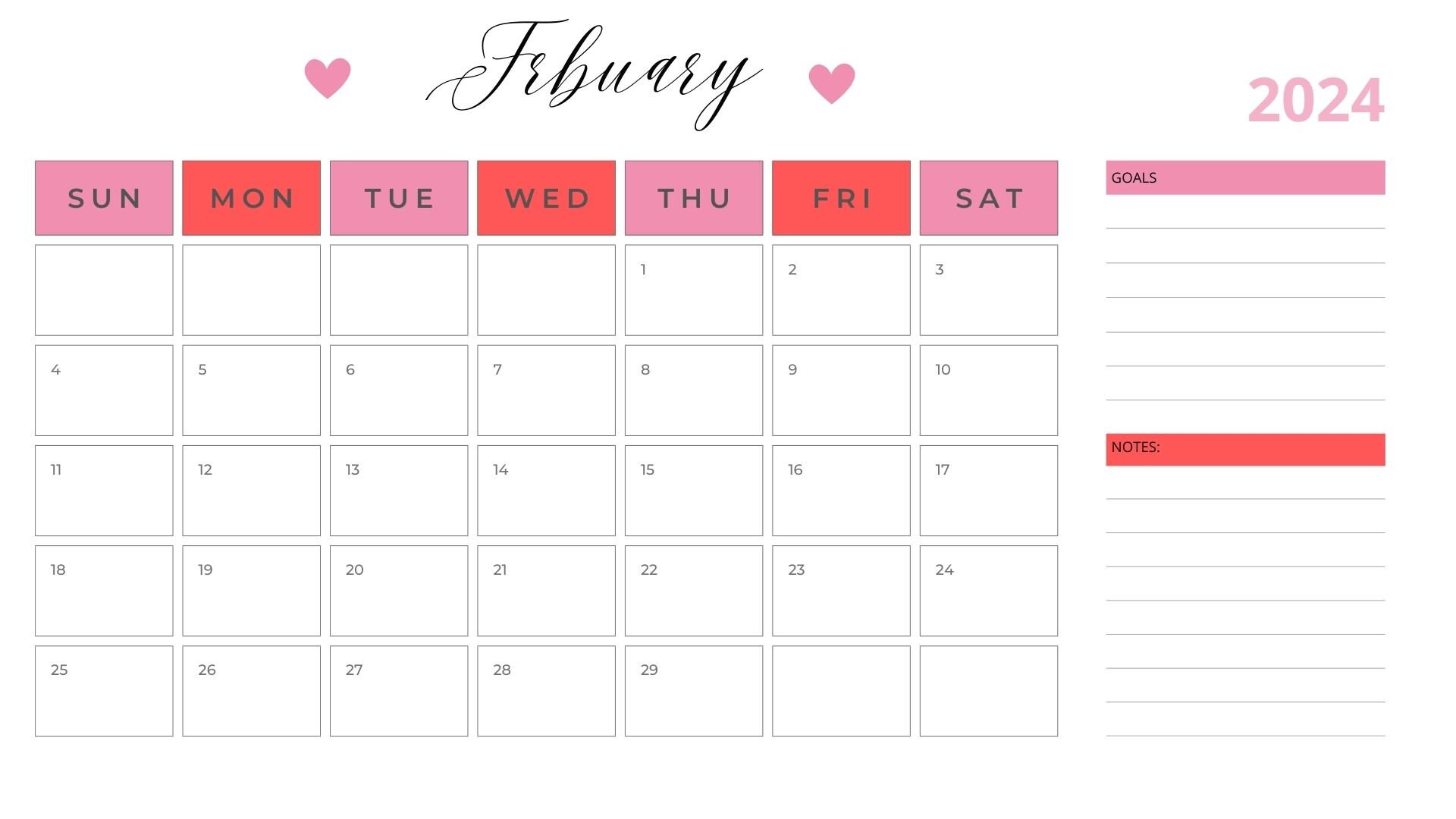 Printable February Style Calendar - Etsy