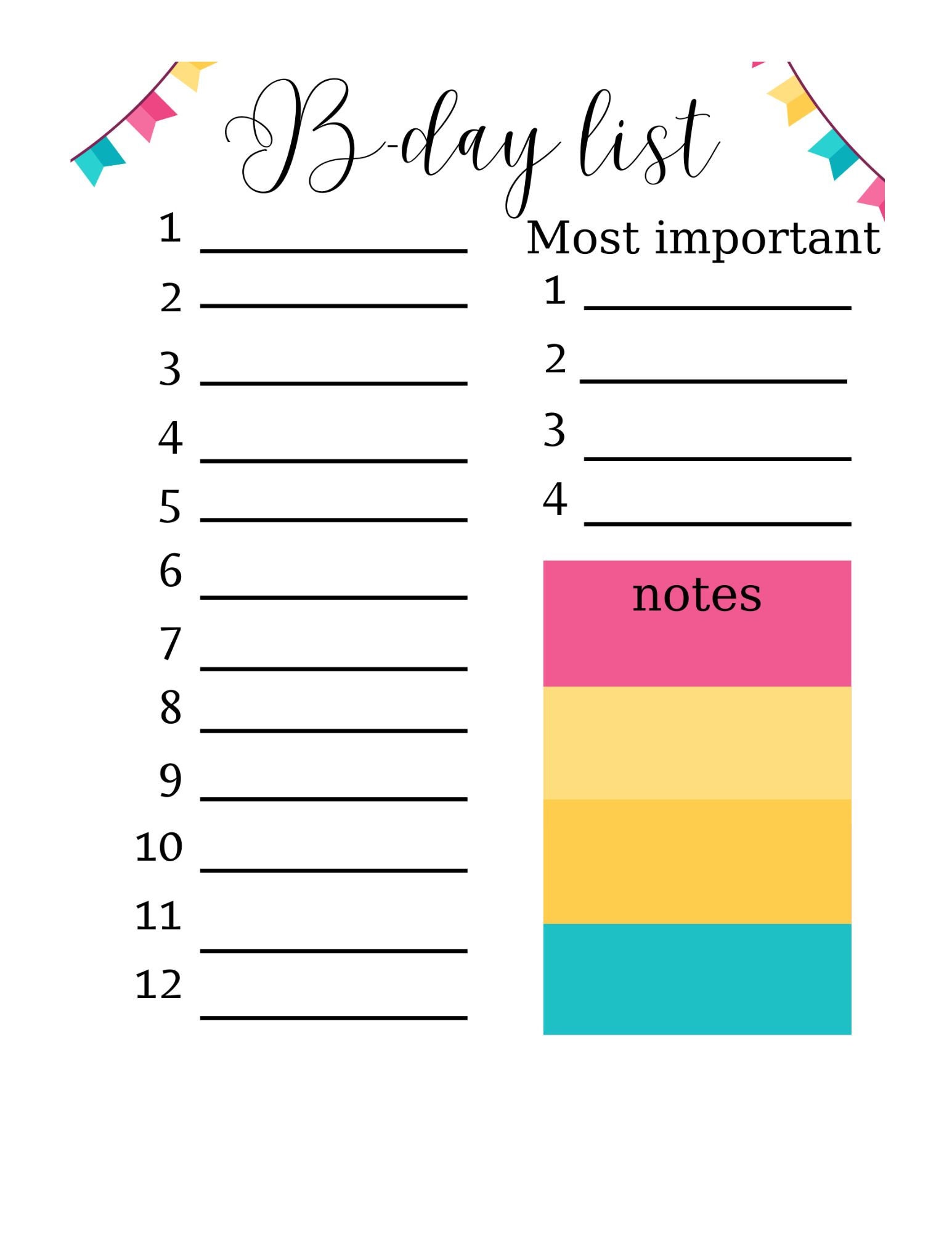 Printable Birthday List - Etsy