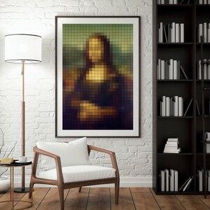 Mona Lisa Pixel Art, Leonardo Da Vinci, Printable Wall Art, 8 Bit Art ...