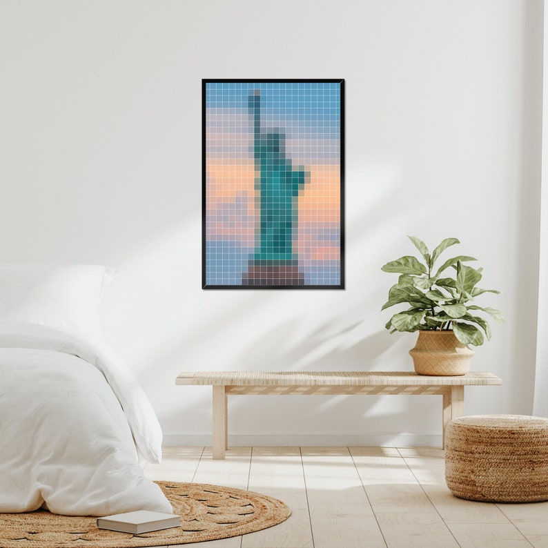 Statue of Liberty Pixel Art, Printable Wall Art, Pixelated New York ...