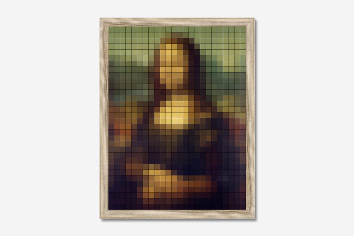 Mona Lisa Pixel Art, Leonardo Da Vinci, Printable Wall Art, 8 Bit Art ...