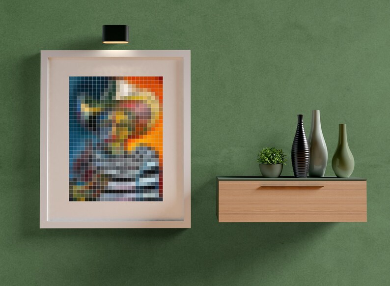 Picasso Abstract Man Face Pixel Art, Printable Wall Art, 8 Bit Art ...