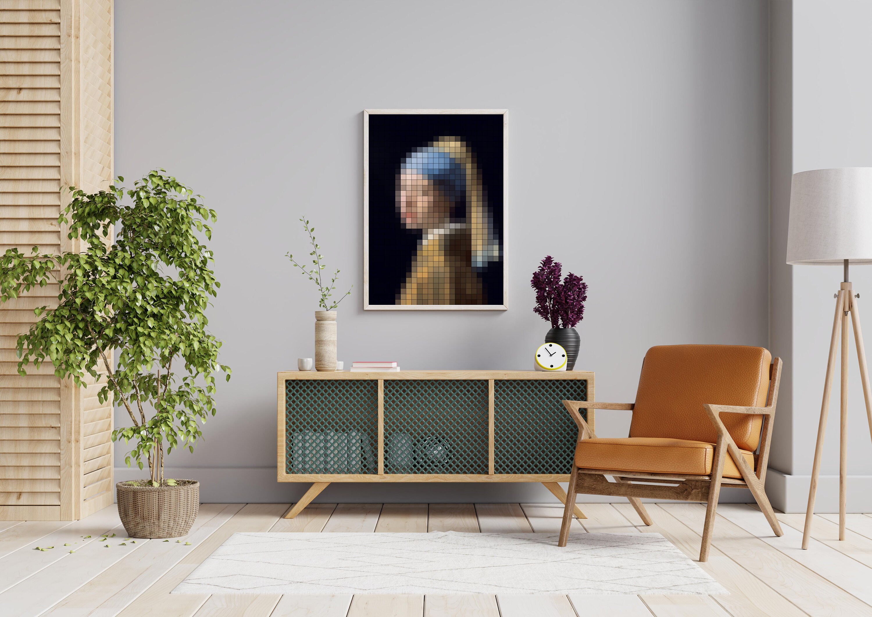 Girl With a Pearl Earring Pixel Art, Printable Wall Art, 8 Bit Art ...