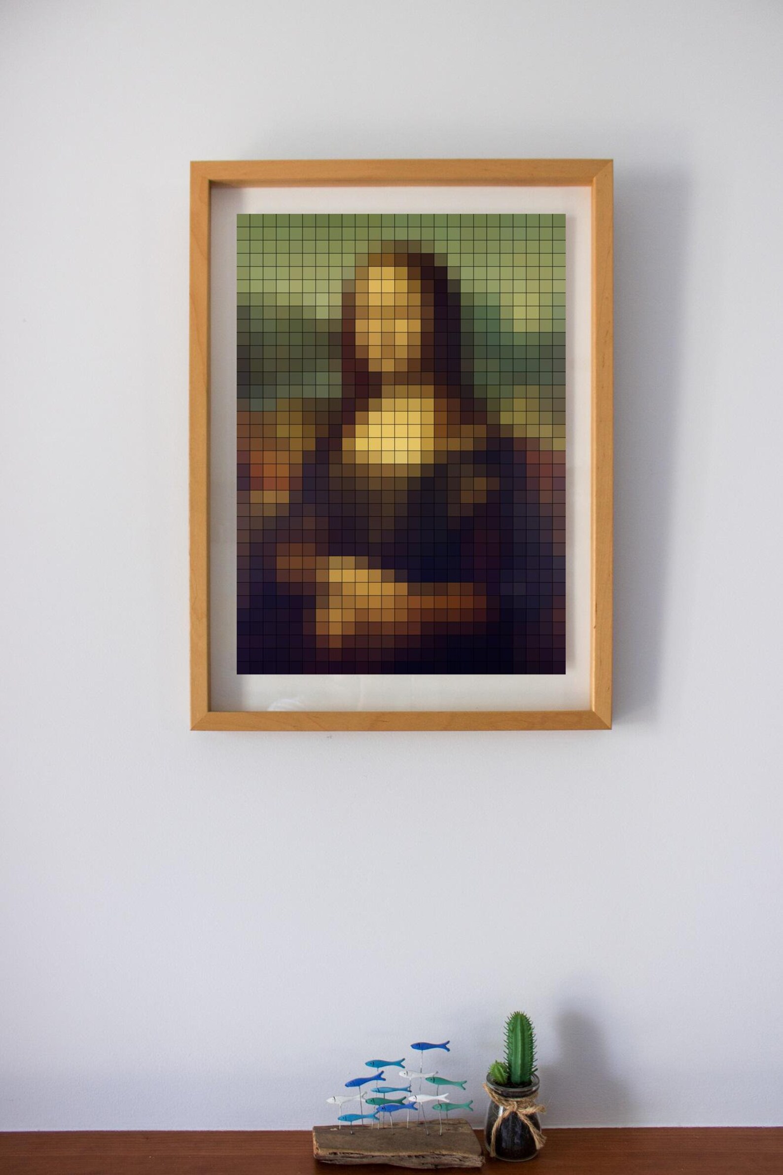 Mona Lisa Pixel Art, Leonardo Da Vinci, Printable Wall Art, 8 Bit Art ...