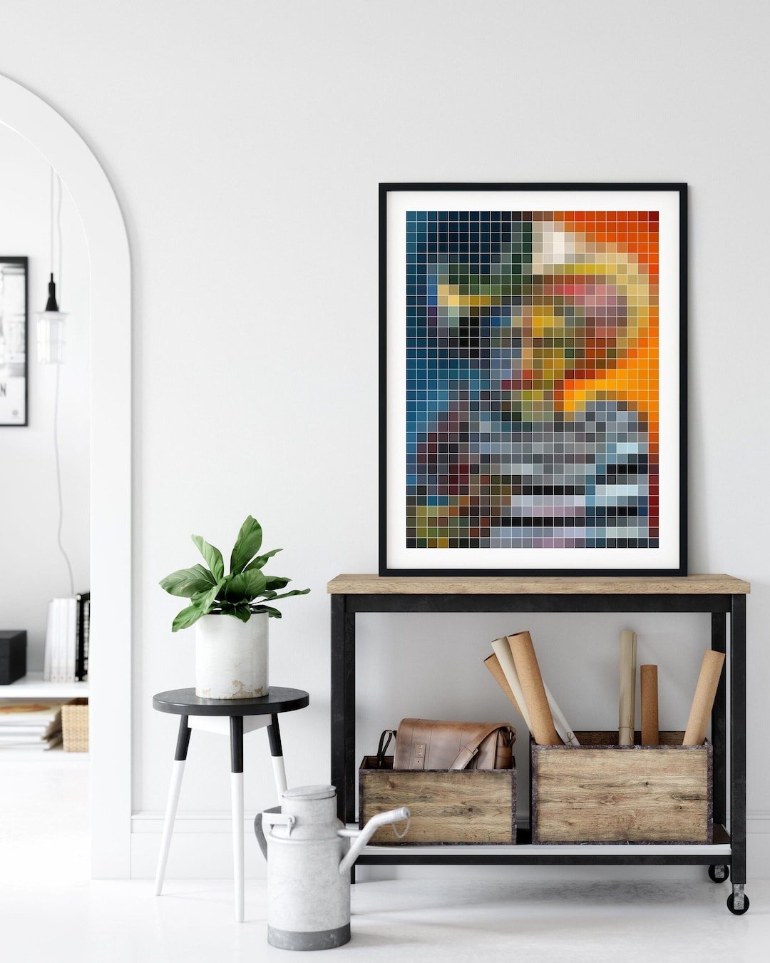 Picasso Abstract Man Face Pixel Art, Printable Wall Art, 8 Bit Art ...