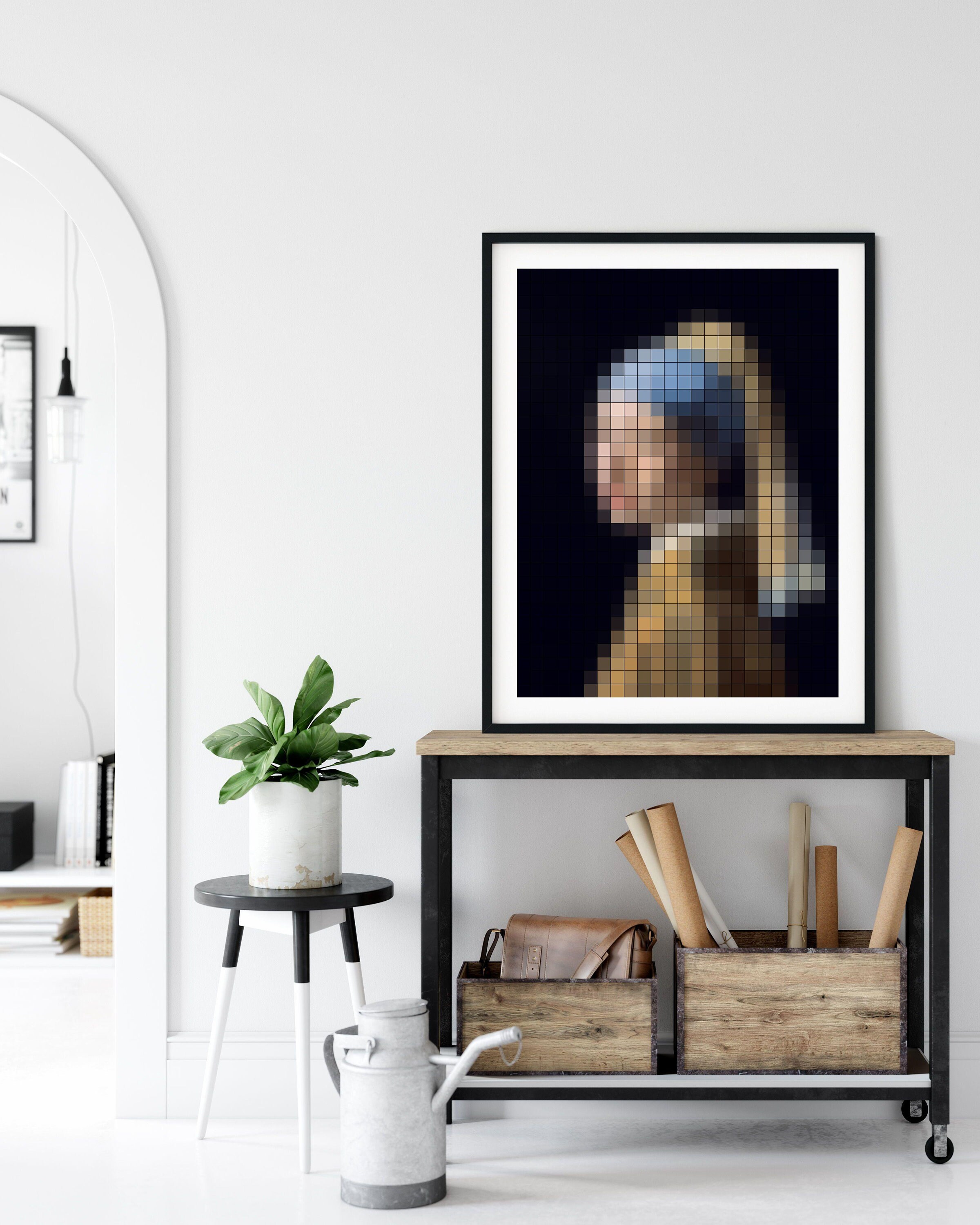 Girl With a Pearl Earring Pixel Art Printable Wall Art 8 Bit - Etsy