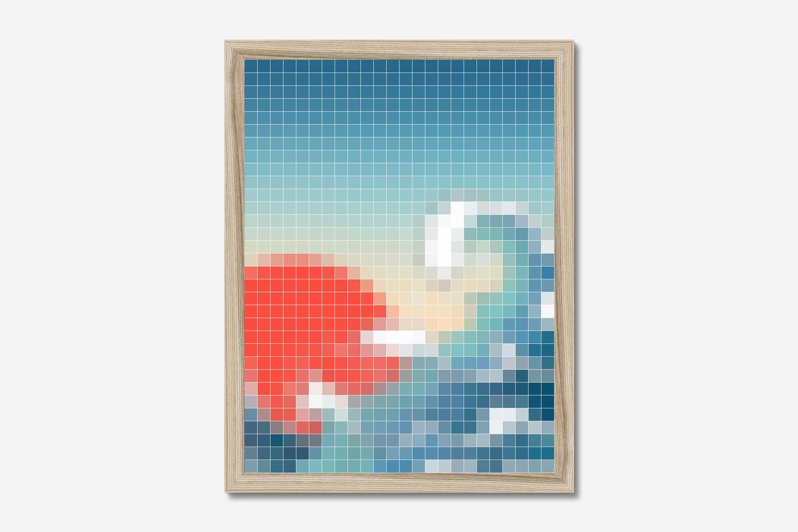 The Great Wave With Sunset Pixel Art, Printable Wall Art, 8 Bit Art ...