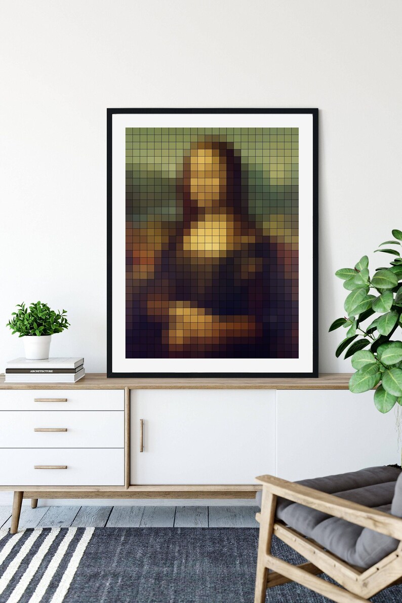 Mona Lisa Pixel Art, Leonardo Da Vinci, Printable Wall Art, 8 Bit Art ...