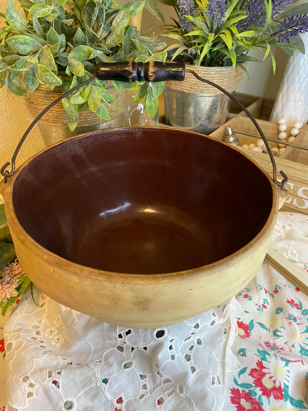 Antique Progressive Pottery Handled Bowl - Etsy
