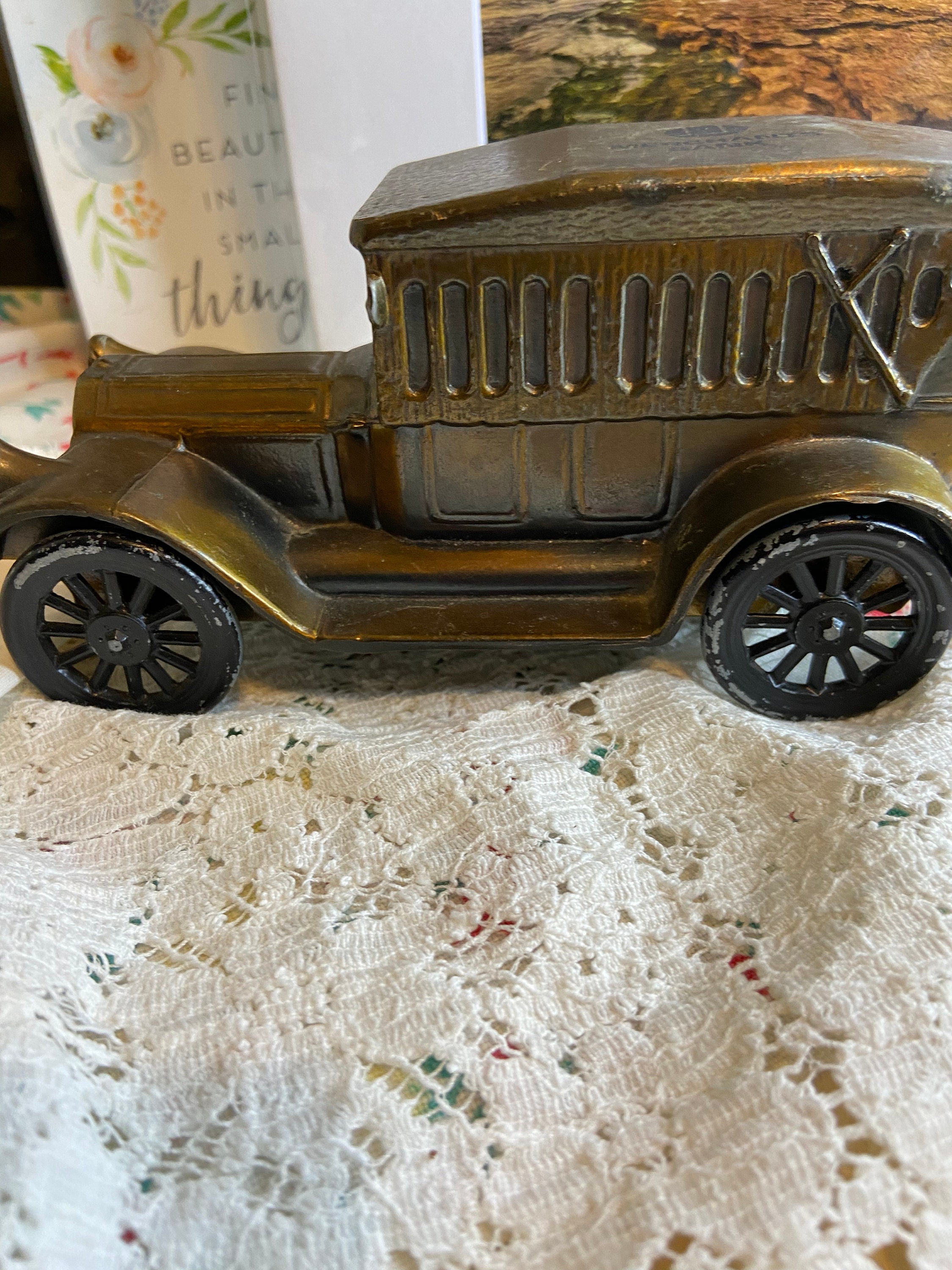 Vintage Brass Car Bank With Key - Etsy