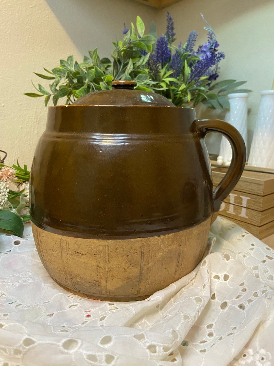 Antique Progressive Pottery Pure Flint Large Bean Pot - Etsy