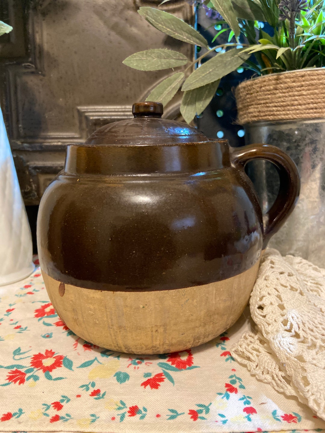 Antique Progressive Pottery Pure Flint Small Bean Pot - Etsy