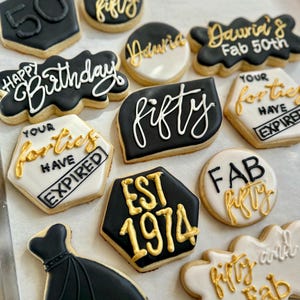 50th Birthday Sugar Cookies, 50th Birthday Favors, Fifty Party Favors ...