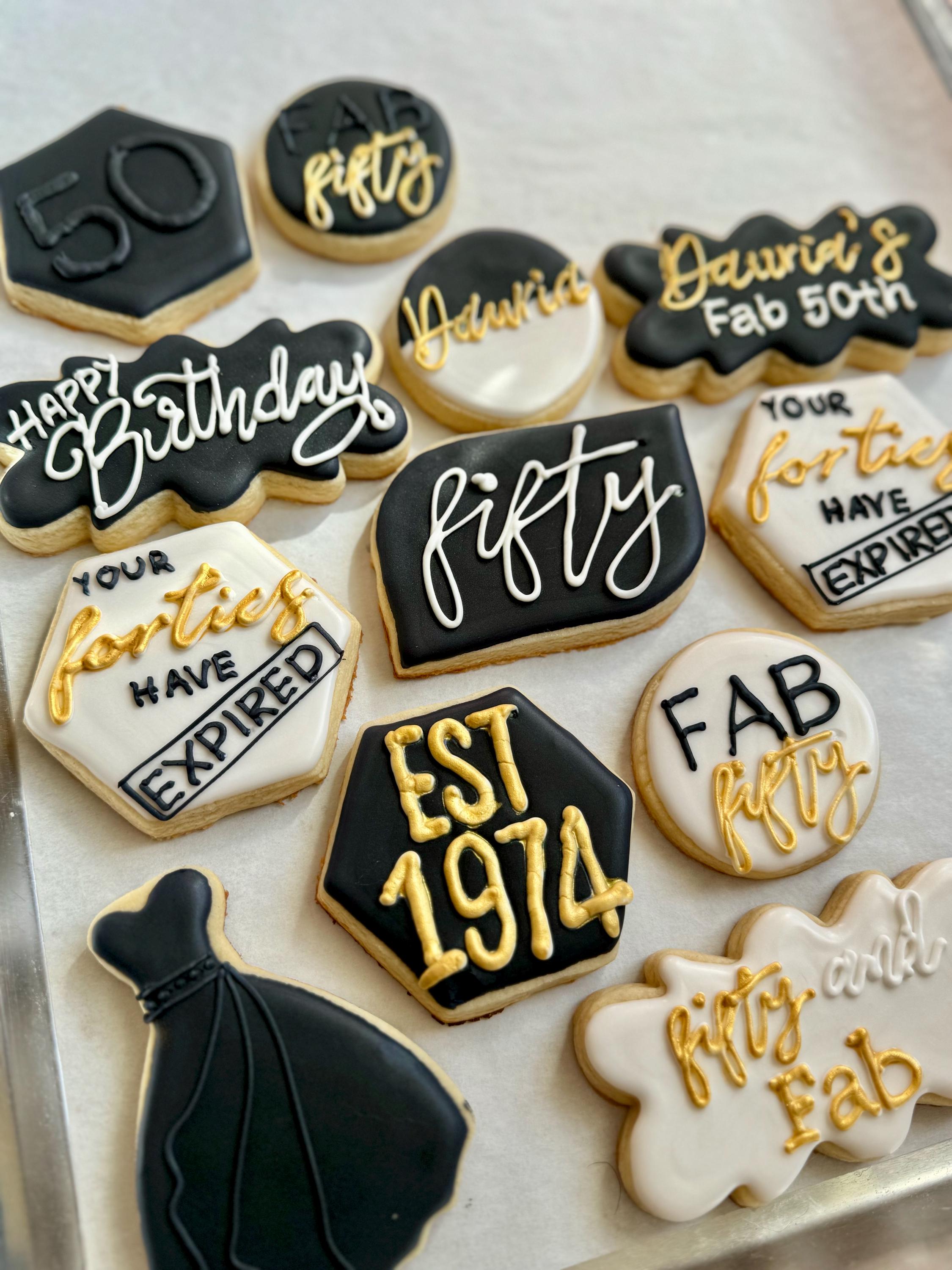50th Birthday Sugar Cookies, 50th Birthday Favors, Fifty Party Favors ...
