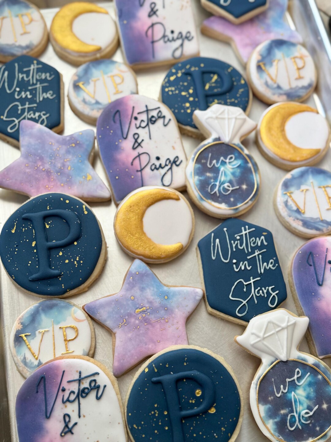 Celestial Bridal Cookies, Space Wedding Cookies, Written in the Stars ...