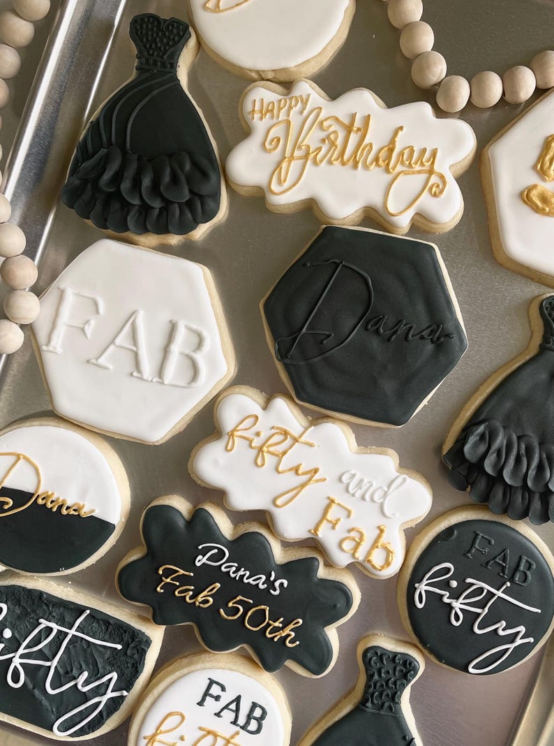 50th Birthday Sugar Cookies, 50th Birthday Favors, Fifty Party Favors ...