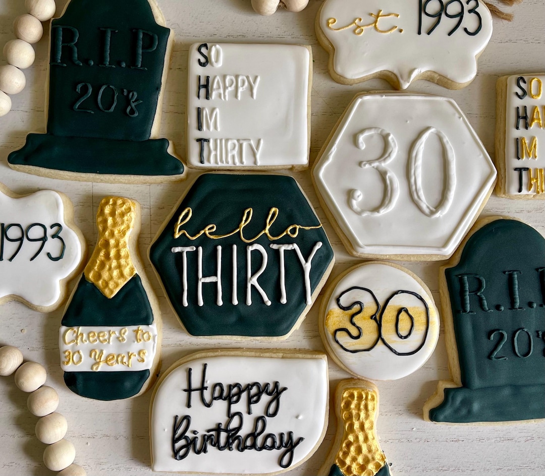 Hello Thirty Sugar Cookies, 30th Birthday Cookies, Rip 20s Cookies ...