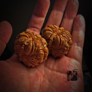 Chinese Culture A Pair of Hand Carved Walnuts Handball by Shiguart With ...