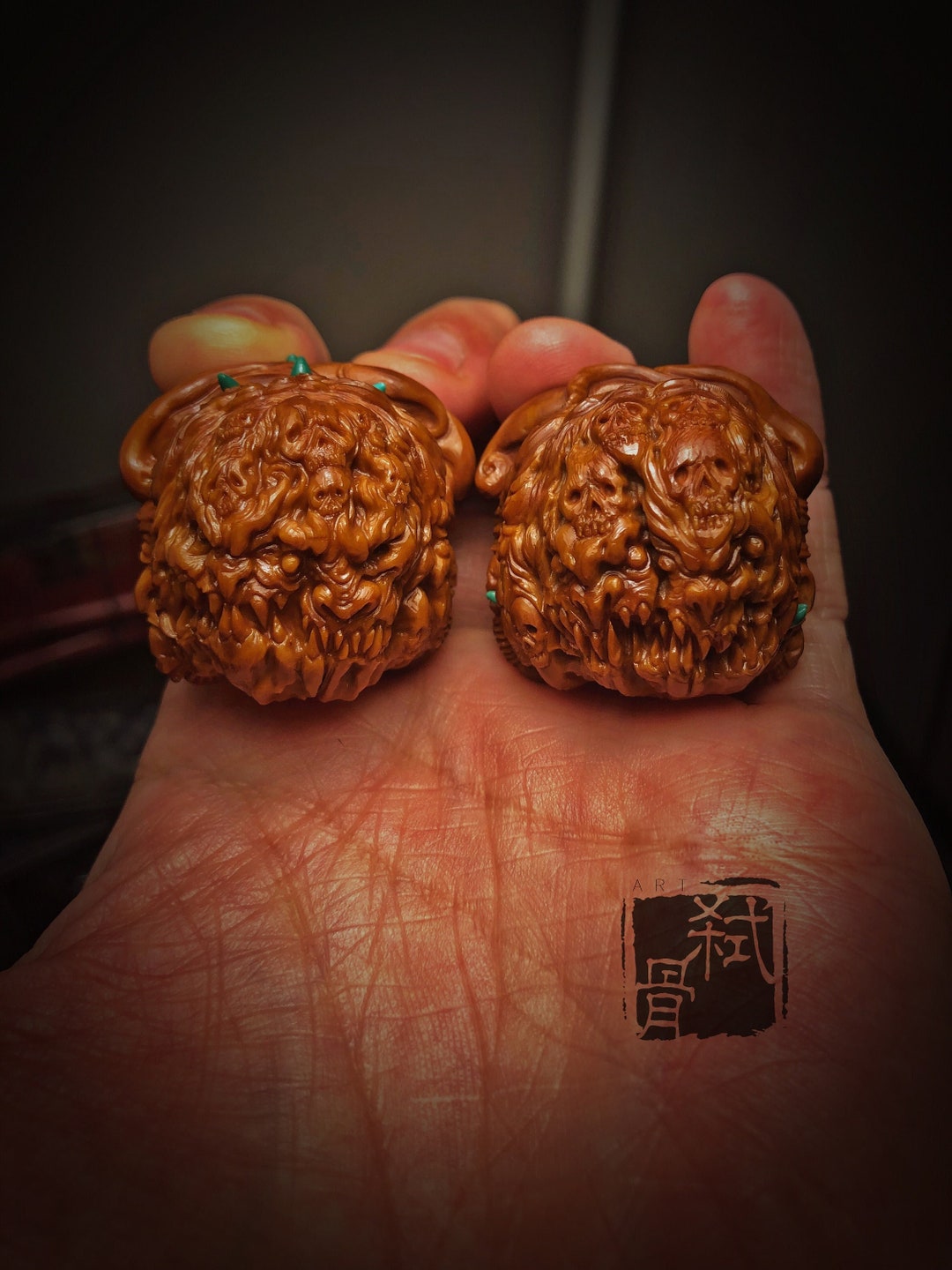 Chinese Culture A Pair of Hand Carved Walnuts Handball by Shiguart With ...