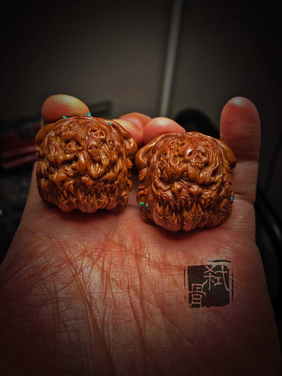 Chinese Culture A Pair of Hand Carved Walnuts Handball by Shiguart With ...