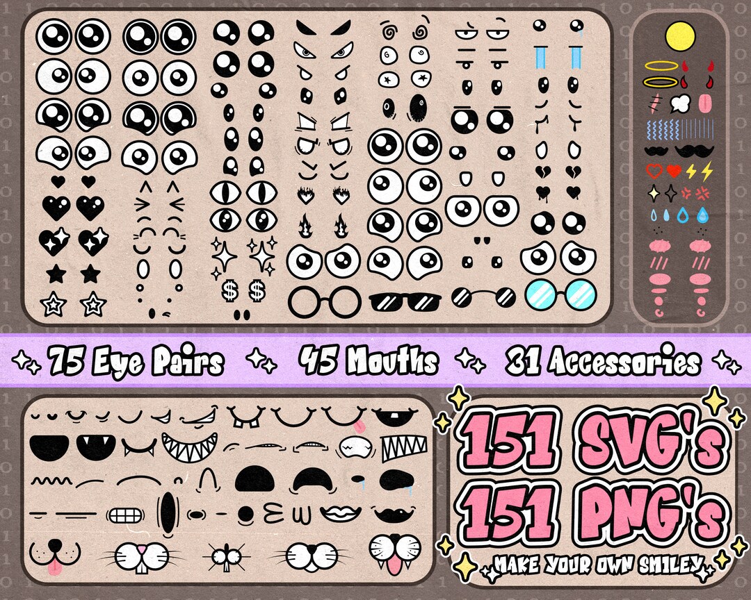 Smiley Face Bundle Svgcustom Smiley Face Clipartsvg Files for Circut ...