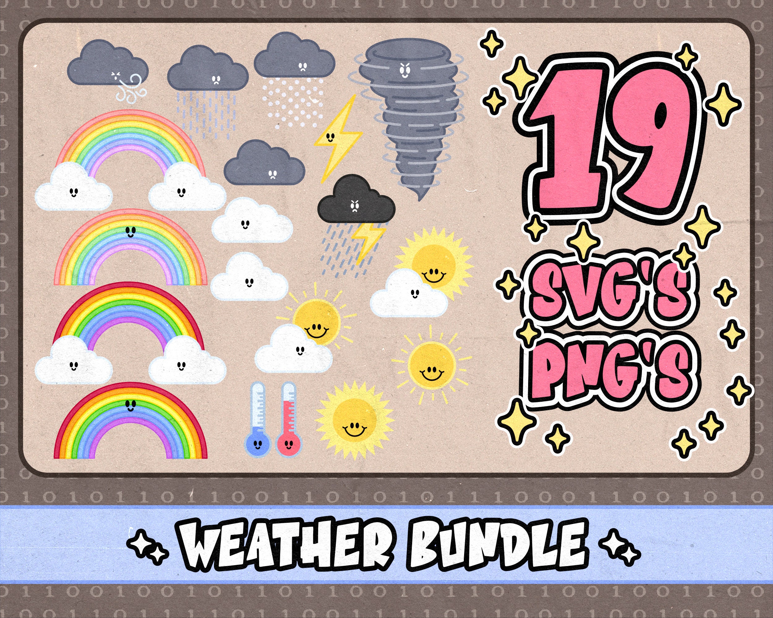 Cute Weather Clipart⎥cute Climate Svg⎥weather Face Svg⎥svg for Cricut ...
