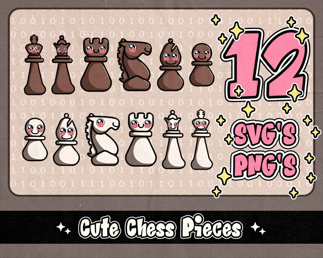 Cute Chess Pieces Bundle Svgcute Chess Set Svgeducational Chess Svgsvg ...