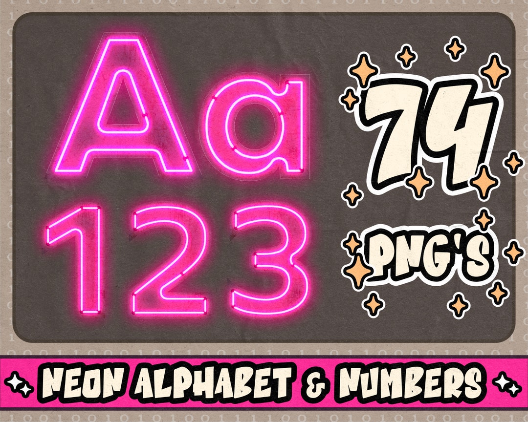 Pink Neon Alphabet Clipart⎥numbers and Punctuations⎥trendy Png Clipart ...