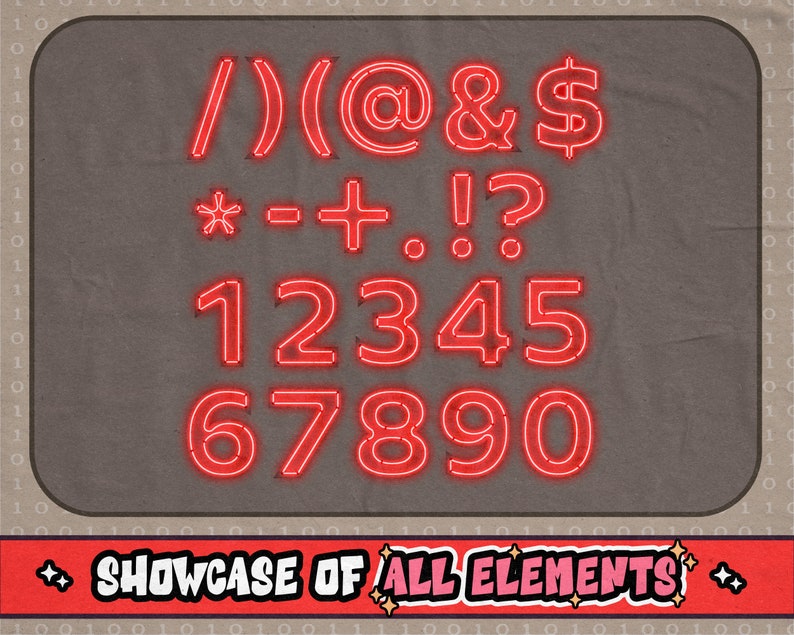 Red Neon Alphabet Clipart⎥numbers and Punctuations⎥trendy Png Clipart ...