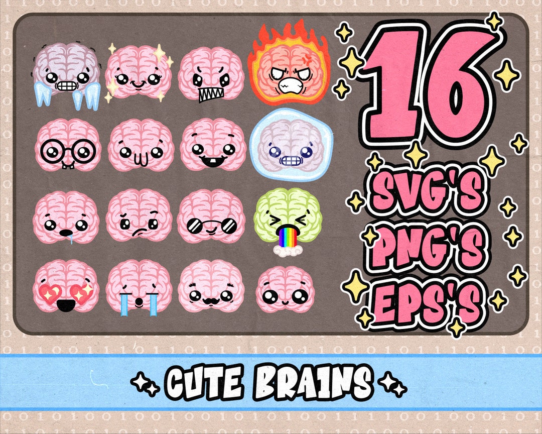 Brain Face Svg⎥cute Brain Clipart⎥educational Svg⎥svg Files for Circut ...