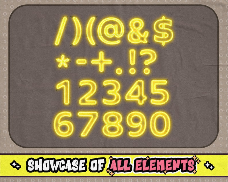 Yellow Neon Alphabet Clipartnumbers and Punctuationstrendy Png Clipart ...