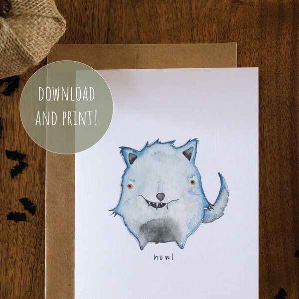 Printable Werewolf Card - Etsy