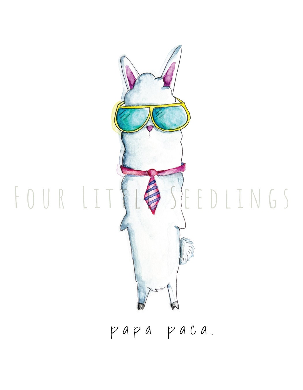 Printable Father's Day Card Foldable Alpaca Papa Paca Watercolor Blank ...