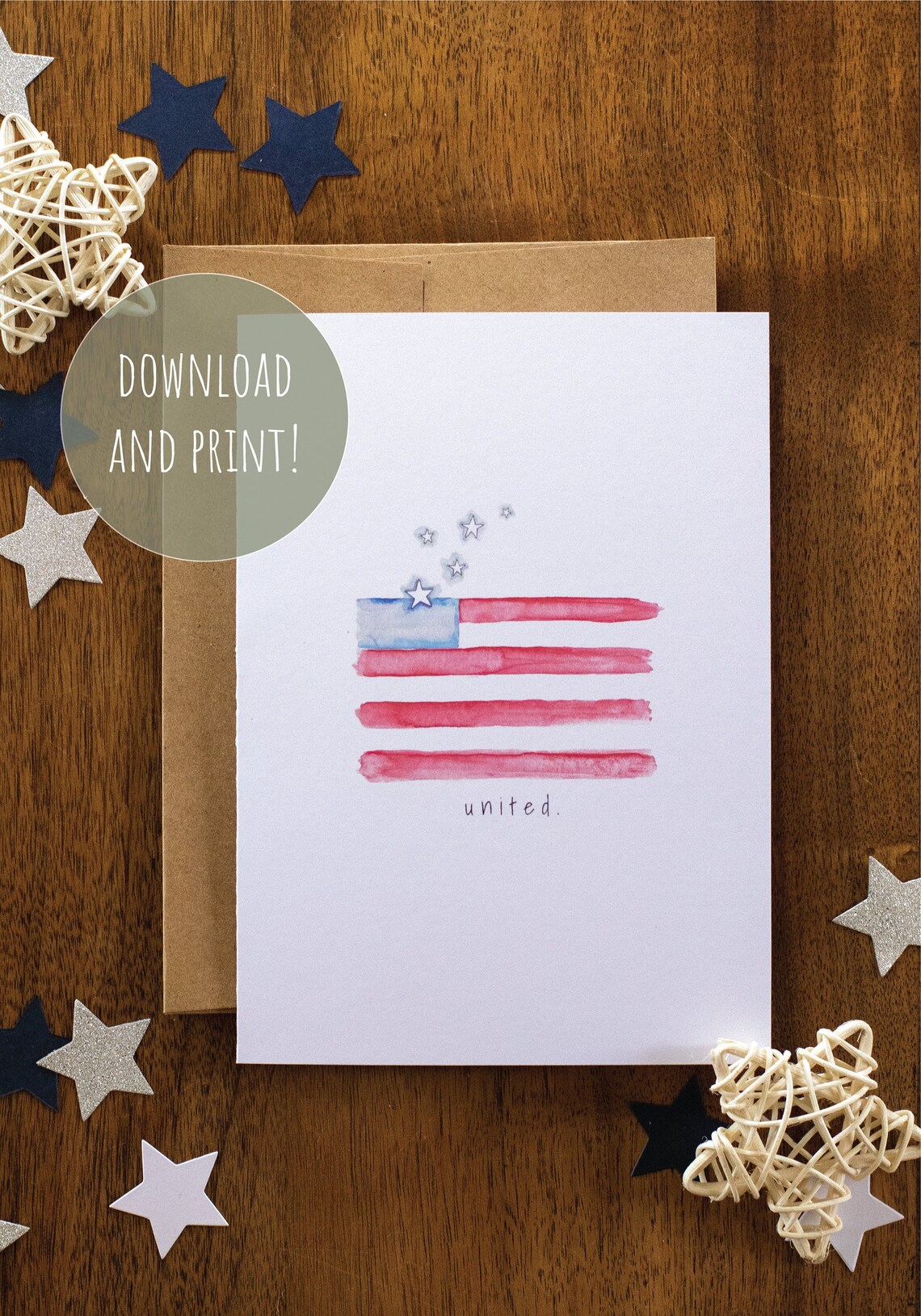Printable Memorial Day, Fourth of July Card Foldable American Flag ...
