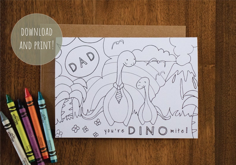 Printable AND Colorable Father's Day Card Foldable | Etsy