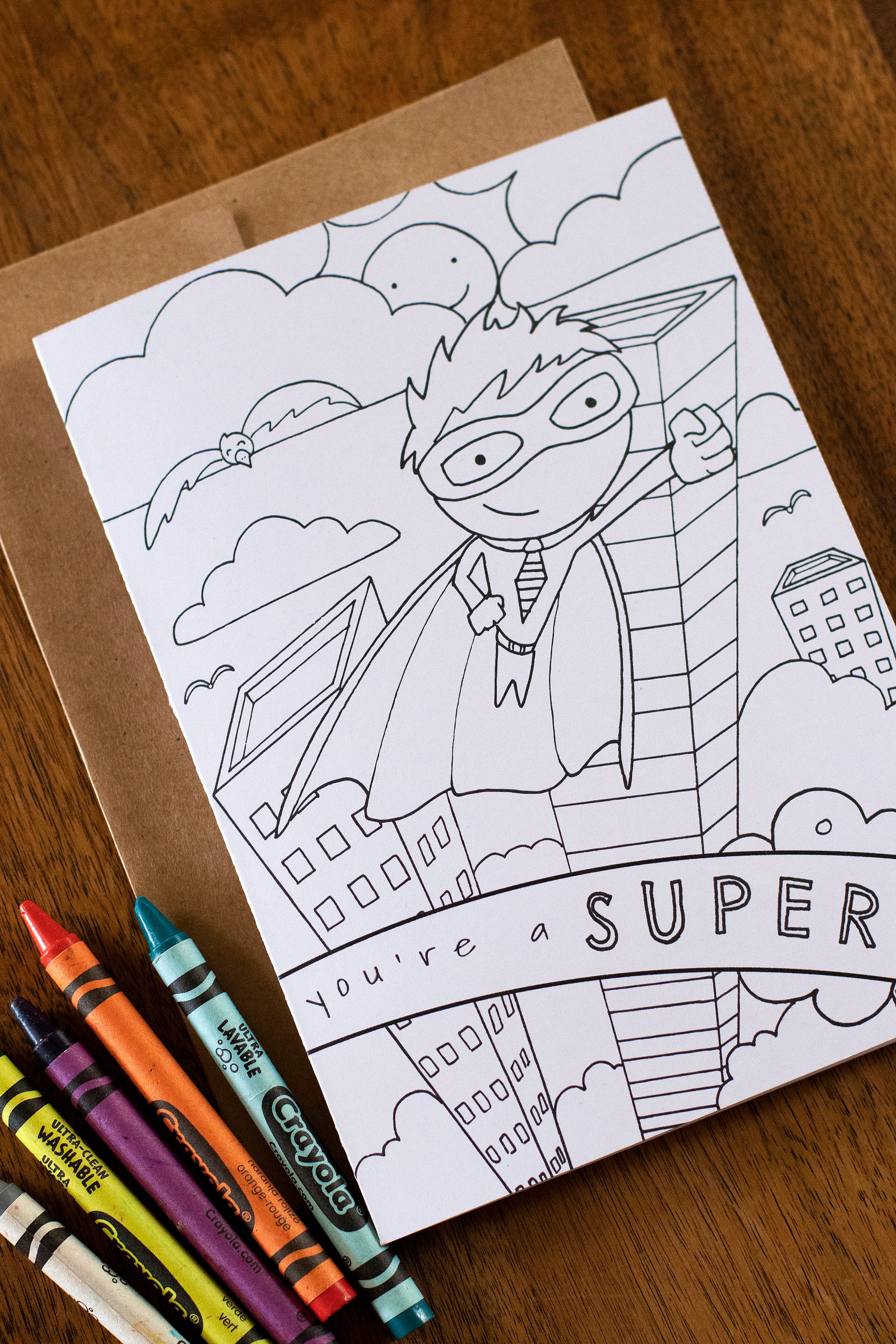 Printable AND Colorable Father's Day Card Foldable Coloring Card Super ...